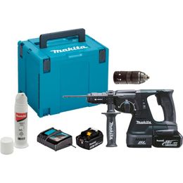 Makita Akku-Kombibohrhammer &raquo;DHR243RTJB&laquo; SDS-PLUS, mit 2 Akkus 18V/5Ah, Ladeger&auml;t, Koffer und Zubeh&ouml;r blau Tiefentladeschutz. Das Ger&auml;t schaltet...