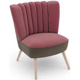 Max Winzer Sessel &raquo;build-a-chair Aspen, Loungesessel mit Samtvelours Bezug, &laquo; im Retrolook, zum Selbstgestalten sahara-ros&eacute;