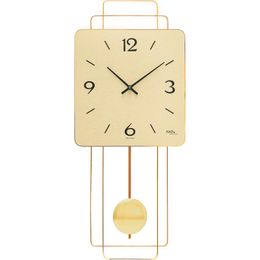 AMS Pendelwanduhr Quarzuhr, Messinggehäuse, Esszimmer, Wohnzimmer, Made in Germany goldfarben 0 Trendstarke Pendelwanduhr