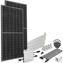 OFFGRIDTEC Solaranlage &raquo;Solar-Direct 830W HM-800&laquo; Schukosteckdose, 5 m Kabel, Montageset f&uuml;r Flachdach, Stromz&auml;hler schwarz Anchlussset enthalten