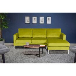 Alte Gerberei Ecksofa »Velina, L-Form« mit Metall-Winkelfüßen, Breite 209 cm green
