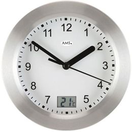 AMS Wanduhr »W9223« Quarzuhr, Wohnzimmer, Esszimmer, Küche, Arbeitszimmer, Büro, Flur silberfarben Schlichte Wanduhr