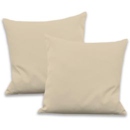 Vhg Dekokissen &raquo;Leon&laquo; Rei&szlig;verschluss, Kissenh&uuml;lle ohne F&uuml;llung, 2 St&uuml;ck, unifarben hellbeige + unifarben Obermaterial: 100% Polyester B/L: 40 cm x...