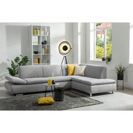 Max Winzer Ecksofa »Toulouse modern und bequem, aktuelles Design, hoher Sitzkomfort« mit klappbaren Armlehnen, Breite 271 cm hellgrau