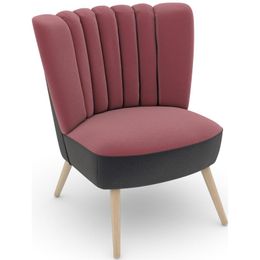 Max Winzer Sessel »build-a-chair Aspen, Loungesessel mit Samtvelours Bezug, « im Retrolook, zum Selbstgestalten anthrazit-rosé