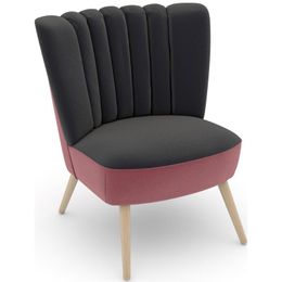 Max Winzer Sessel &raquo;build-a-chair Aspen, Loungesessel mit Samtvelours Bezug, &laquo; im Retrolook, zum Selbstgestalten rose-anthrazit