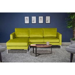 Alte Gerberei Ecksofa »Velina, L-Form« mit Metall-Winkelfüßen, Breite 209 cm green