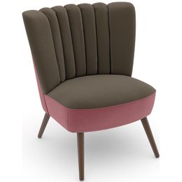Max Winzer Sessel »build-a-chair Aspen, Loungesessel mit Samtvelours Bezug, « im Retrolook, zum Selbstgestalten rose-braun