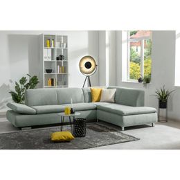 Max Winzer Ecksofa »Toulouse modern und bequem, aktuelles Design, hoher Sitzkomfort« mit klappbaren Armlehnen, Breite 271 cm hellgrün