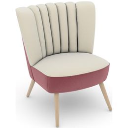 Max Winzer Sessel »build-a-chair Aspen, Loungesessel mit Samtvelours Bezug, « im Retrolook, zum Selbstgestalten rosa-creme