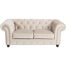 Max Winzer Chesterfield-Sofa »Old England modern, elegant und Retro, mit edler Knopfheftung« im Retrolook, Breite 192 cm creme