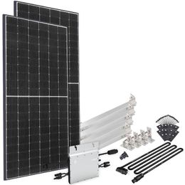 OFFGRIDTEC Solaranlage &raquo;Solar-Direct 830W HM-600&laquo; Schuko-Anschluss, 5 m Anschlusskabel, Montageset Flachdach schwarz Anchlussset enthalten