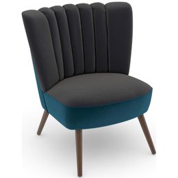 Max Winzer Sessel »build-a-chair Aspen, Loungesessel mit Samtvelours Bezug, « im Retrolook, zum Selbstgestalten petrol-anthrazit