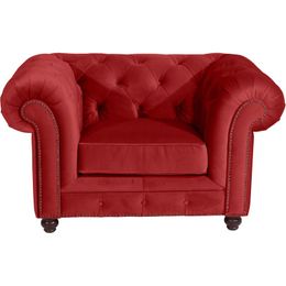 Max Winzer Chesterfield-Sessel »Old England, Loungesessel, modern, Retro und elegant, bequemer Sessel« mit edler Knopfheftung ziegel