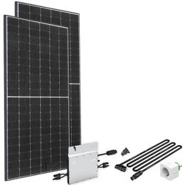 OFFGRIDTEC Solaranlage &raquo;Solar-Direct 830W HM-800&laquo; Schukosteckdose, 10 m Anschlusskabel, ohne Halterung mit Stromz&auml;hler schwarz Anchlussset enthalten