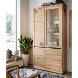 Pharao24.de XL Wohnzimmervitrine aus Wildeiche Massivholz Hirnholzeinlagen