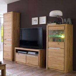 Pharao24.de TV Anbauwand aus Wildeiche Massivholz modern (dreiteilig)