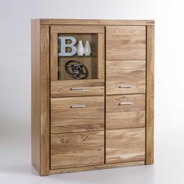 Pharao24.de Highboard aus Wildeiche geölt Sockel