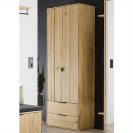Pharao24.de Flurschrank in Wildeiche Bianco massiv 70 cm breit