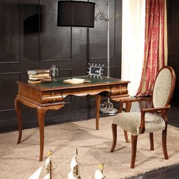 Pharao24.de Designschreibtisch im italienischen Stil Nussbaumfarben