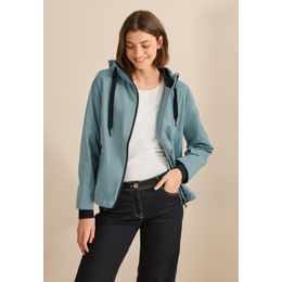 Kurzjacke Cecil, Damen, Gr. XL (44), blau (strong mint), Stoff, Obermaterial: 55% Polyester, 33% Baumwolle, 12% Nylon; Futter: 100% Polyester, unifarben, casual, gerade kurz, ohne Ausschnitt, Langarm Bündchen, Jacken, mit Kapuze mit Tunnelzugband