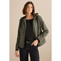 Kurzjacke Cecil, Damen, Gr. XL (44), grün (earthy khaki), Stoff, Obermaterial: 55% Polyester, 33% Baumwolle, 12% Nylon; Futter: 100% Polyester, unifarben, casual, gerade kurz, ohne Ausschnitt, Langarm Bündchen, Jacken, mit Kapuze mit Tunnelzugband