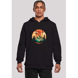 Kapuzenpullover F4NT4STIC "Sonnenuntergang Berglandschaft", Herren, Gr. M, schwarz, Obermaterial: 65% Baumwolle, 35% Polyester, slim fit, Pullover, Premium Qualität