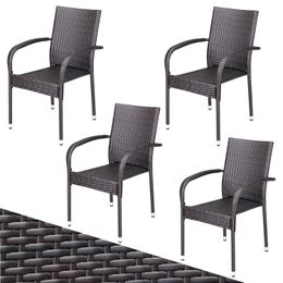 Casaria Polyrattan Stapelstuhl Comfort 4er-Set Braun