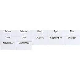 Steckkarten für Ultradex Stecktafeln Planrecord, Variante Monate Januar-Dezember, beschreibbar, B 60 x H 32 mm, Papier, weiß, 1 Satz mit 12 Stück