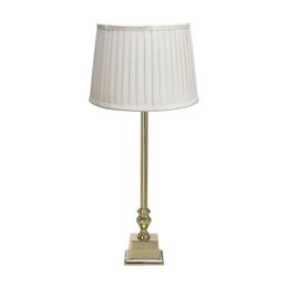 PR Home Tischlampe Linné Sofia Plissé 66 cm weiß/gold Leinen