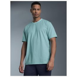 TRIGEMA Herren Schlafanzug "TRIGEMA T-Shirt mit Allover Vintage-Muster", Gr. 4XL, blau, 100% Baumwolle, Homewear-Sets