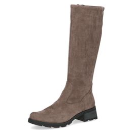 Caprice Damen Winterstiefel, Gr. 37,5, braun, Textil, Veloursleder, unifarben, used, Schuhe, Blockabsatz, Langschaftstiefel in bequemer Weite