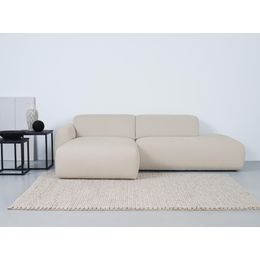 Ecksofa Andas, B:222cm H:72cm T:166cm, beige, 100% PES, Wohnzimmer, Sofas, "Myrland", Breite 222 cm, Chenille, Easy Clean Stoff, mit Kaltschaum