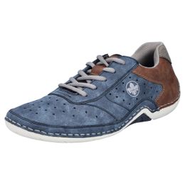 Rieker Herren Sneaker, Gr. 41, blau, Nubuklederimitat, Textil, Schuhe, Schnürschuh, Halbschuh, Freizeitschuh mit MemoSoft-Innensohle