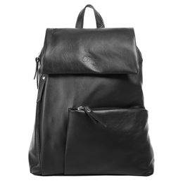 CLUTY Cityrucksack, schwarz, Leder, Rindsleder, Rucksäcke, echt Leder, Made in Italy