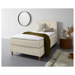 Boxspringbett Home Affaire "Heimatblick 100x200cm beliebig erweiterbar zu Doppel- und Familienbett", beige (sand beige), B:102cm L:209cm, Holzwerkstoff, Spanplatte, Komplettbetten, Einzelbett, Hotelbett erhältlich in H2,H3 & H4