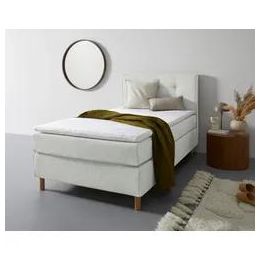 Boxspringbett Home Affaire "Heimatblick 100x200cm beliebig erweiterbar zu Doppel- und Familienbett", grau (hellgrau), B:102cm L:209cm, Holzwerkstoff, Spanplatte, Komplettbetten, Einzelbett, Hotelbett erhältlich in H2,H3 & H4