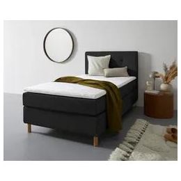 Boxspringbett Home Affaire "Heimatblick 100x200cm beliebig erweiterbar zu Doppel- und Familienbett", grau (anthrazit), B:102cm L:209cm, Holzwerkstoff, Spanplatte, Komplettbetten, Einzelbett, Hotelbett erhältlich in H2,H3 & H4