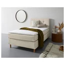 Boxspringbett Home Affaire "Heimatblick 100x200cm beliebig erweiterbar zu Doppel- und Familienbett", beige (sand beige), B:102cm L:209cm, Holzwerkstoff, Spanplatte, Komplettbetten, Einzelbett, Hotelbett erhältlich in H2,H3 & H4