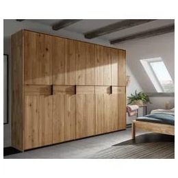 Drehtürenschrank Home Affaire "Huven, Kleiderschrank, viel Stauraum, Aufbewahrung", braun (wildeiche, na), B:258cm H:218cm T:65cm, Massivholz, Schränke, Massiv Eiche, unterschiedliche Schrankbreiten erhältlich "218cm Hoch"