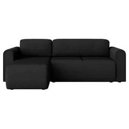 Ecksofa Inosign "Ecksofa Zacharia wahlweise mit Bettfunktion, BxTxH 250x166x86 cm", schwarz, B:250cm H:86cm T:166cm, 100% Polyester, Sofas, L-Form mit Wellenunterfederung, Recamiere beidseitig montierbar