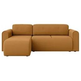 Ecksofa Inosign "Ecksofa Zacharia wahlweise mit Bettfunktion, BxTxH 250x166x86 cm", gelb, B:250cm H:86cm T:166cm, 100% Polyester, Sofas, L-Form mit Wellenunterfederung, Recamiere beidseitig montierbar