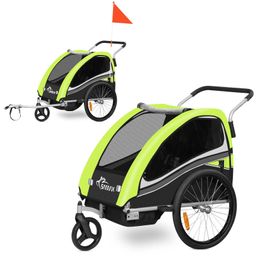 SAMAX 360&deg; drehbarer Fahrradanh&auml;nger 2in1 Jogger - in Gr&uuml;n - Black Edition