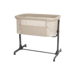 Kikkaboo Beistellbett Noah verstellbar R&auml;der Anti Reflux eine Seite zum &Ouml;ffnen braun