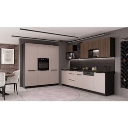 K&uuml;chen-Preisbombe K&uuml;che ARONA + MONZA LOFT 280 + 180 cm K&uuml;chenzeile K&uuml;chenblock Nu&szlig;baum Kaschmir