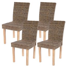 MCW 4er-Set Esszimmerstuhl Korbstuhl Stuhl K&uuml;chenstuhl Littau, Kubu-Rattan