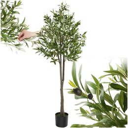 TecTake&reg; K&uuml;nstlicher Olivenbaum, verschiedene Gr&ouml;&szlig;en, mit viel Volumen, stabiler Kunststoff-Blumentopf