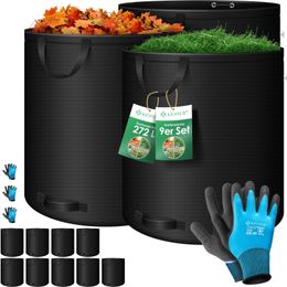 Kesser&reg; Gartensack Set Laubsack Gartenabfallsack inkl. Handschuhe - Selbststehend 4 Griffe Stabil Robust & Faltbar - Laubs&auml;cke Rasenschnitt Gartens&auml;cke f&uuml;r Gartenabf&auml;lle Gr&uuml;nschnitt