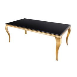 Riess Ambiente riess-ambiente Esstisch MODERN BAROCK - 200cm schwarz gold Edelstahl Opalglas Tischplatte