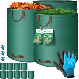 Kesser&reg; Gartensack Set Laubsack Gartenabfallsack inkl. Handschuhe - Selbststehend 4 Griffe Stabil Robust & Faltbar - Laubs&auml;cke Rasenschnitt Gartens&auml;cke f&uuml;r Gartenabf&auml;lle Gr&uuml;nschnitt